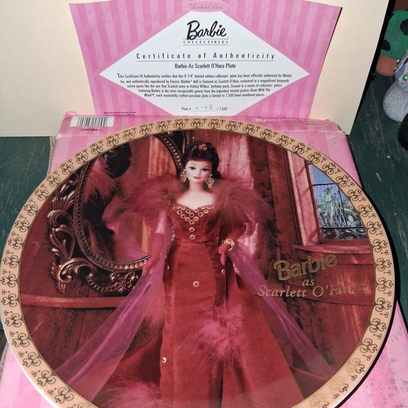 Enesco | Other | Enesco Barbie Scarlett Ohara Plate Burgundy And Gold ...